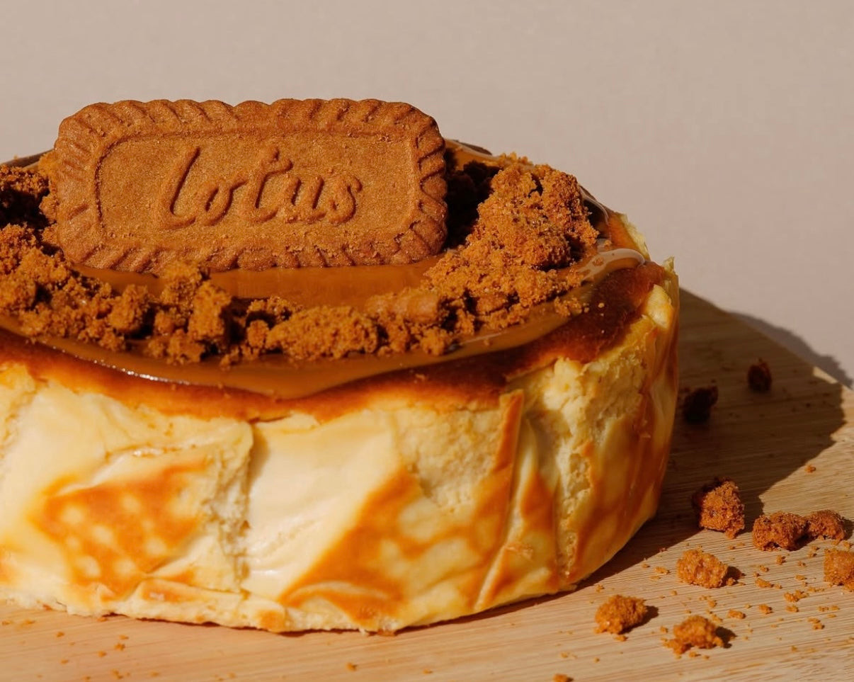 Basque Lotus Biscoff Cheesecake Half – Chef's Kiss
